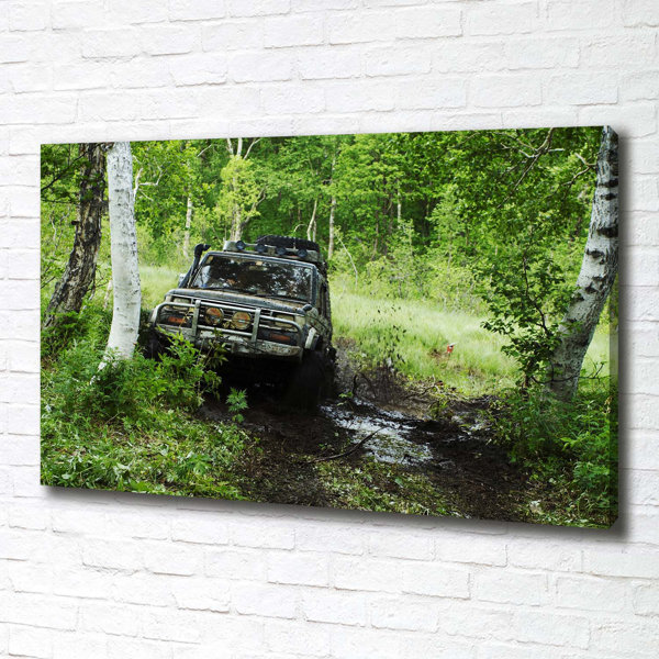 Union Rustic Jeep im Wald - Kunstdrucke auf Leinwand - Wrapped Canvas | Wayfair.de